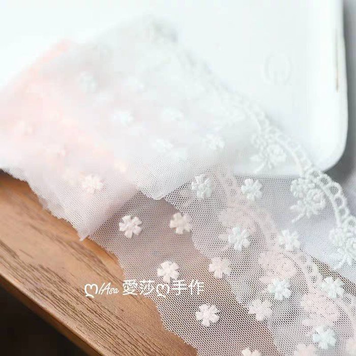 《iAsa愛莎の》手作材料 花邊輔料好品質純棉軟網紗刺繡花邊diy童裝洛麗塔材料寬6.5cm | 蝦皮購物