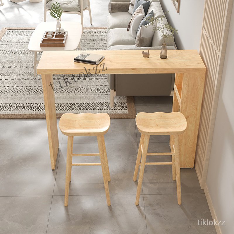 隔斷吧檯桌 傢用吧檯桌 北歐原木吧臺傢用小型戶吧臺桌椅組閤客廳靠墻隔斷收納高腳小吧臺巖闆/實木吧檯桌 | 蝦皮購物