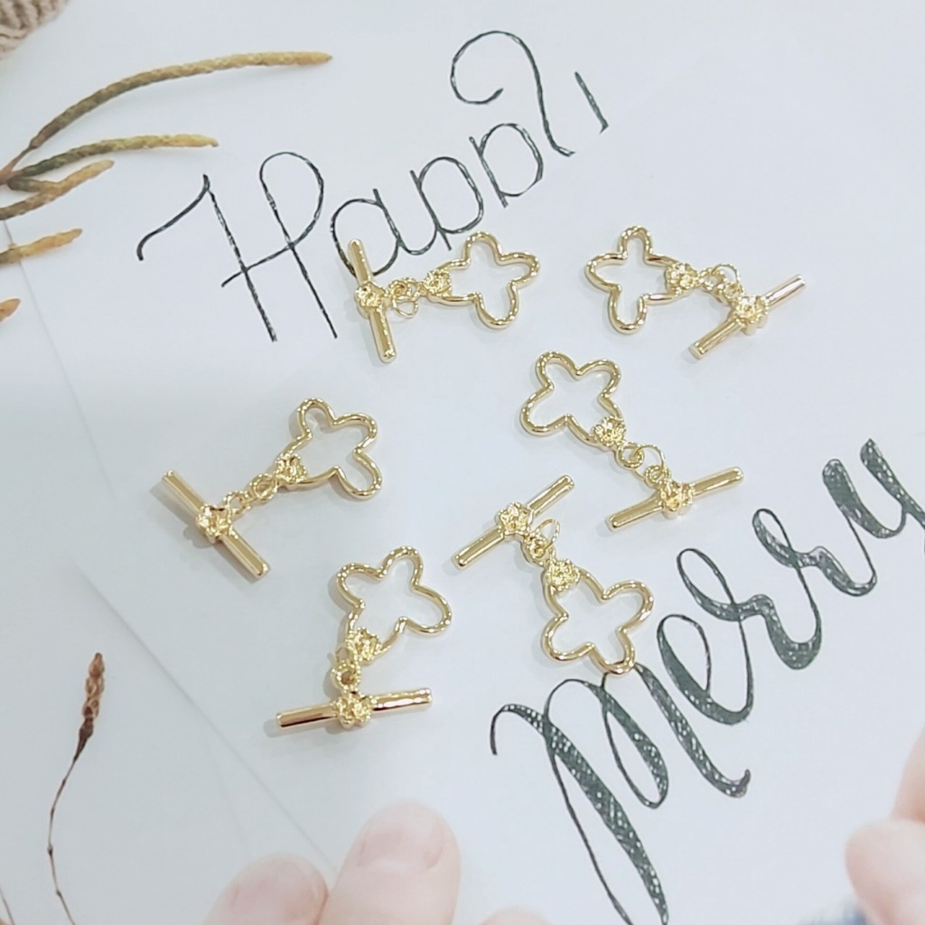 【現貨O07】電鍍保色14K花花款OT扣 手作 DIY | 蝦皮購物