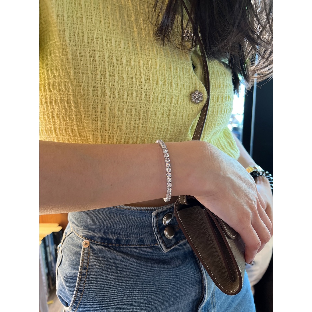 【S&P store】正生 4MM排鑽閃亮手鍊 純銀925 CZ鋯石 香港 現貨 | 蝦皮購物