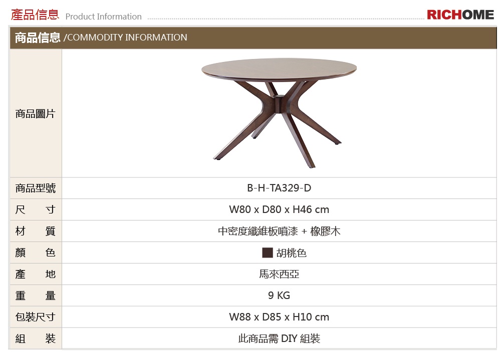 RICHOME 福利品 TA-329-D 英倫現代大圓茶几 午茶桌 大茶几 邊桌 茶几 客廳 | 蝦皮購物