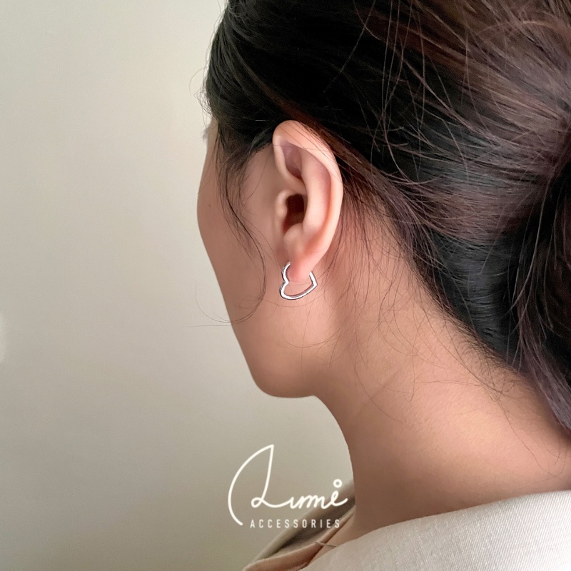 [ALUMI] 心型耳扣｜S925純銀 鍍18K金 愛心 耳環 耳扣 睡覺不用摘 簡約時尚 飾品 純銀耳環 | 蝦皮購物