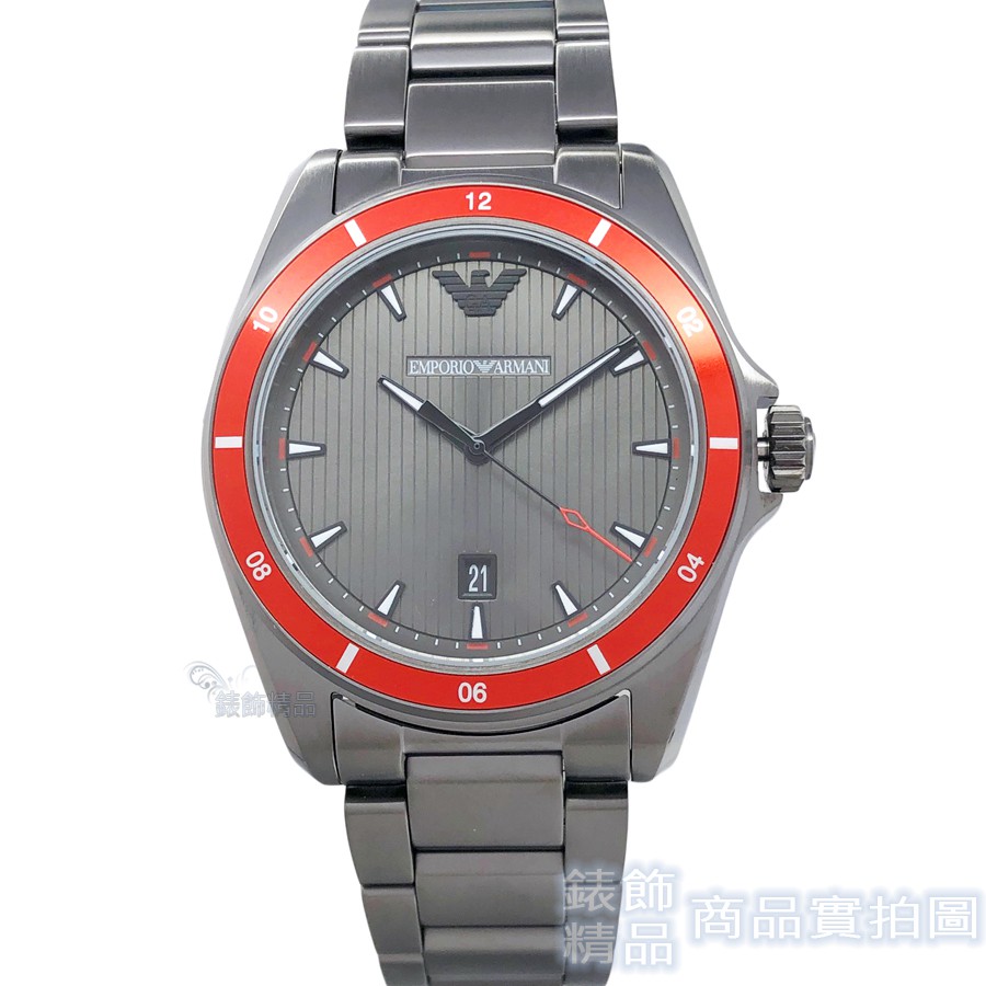 Emporio Armani 亞曼尼AR11178手錶 日期 鐵灰+橘 直紋面 鋼帶 男錶【錶飾精品】 | 蝦皮購物