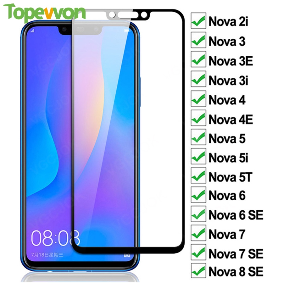 Topewon 9D 保護玻璃適用於華為 Nova Nova 3 3i 3e 4 4 e 5i Pro 6 6se 7i | 蝦皮購物