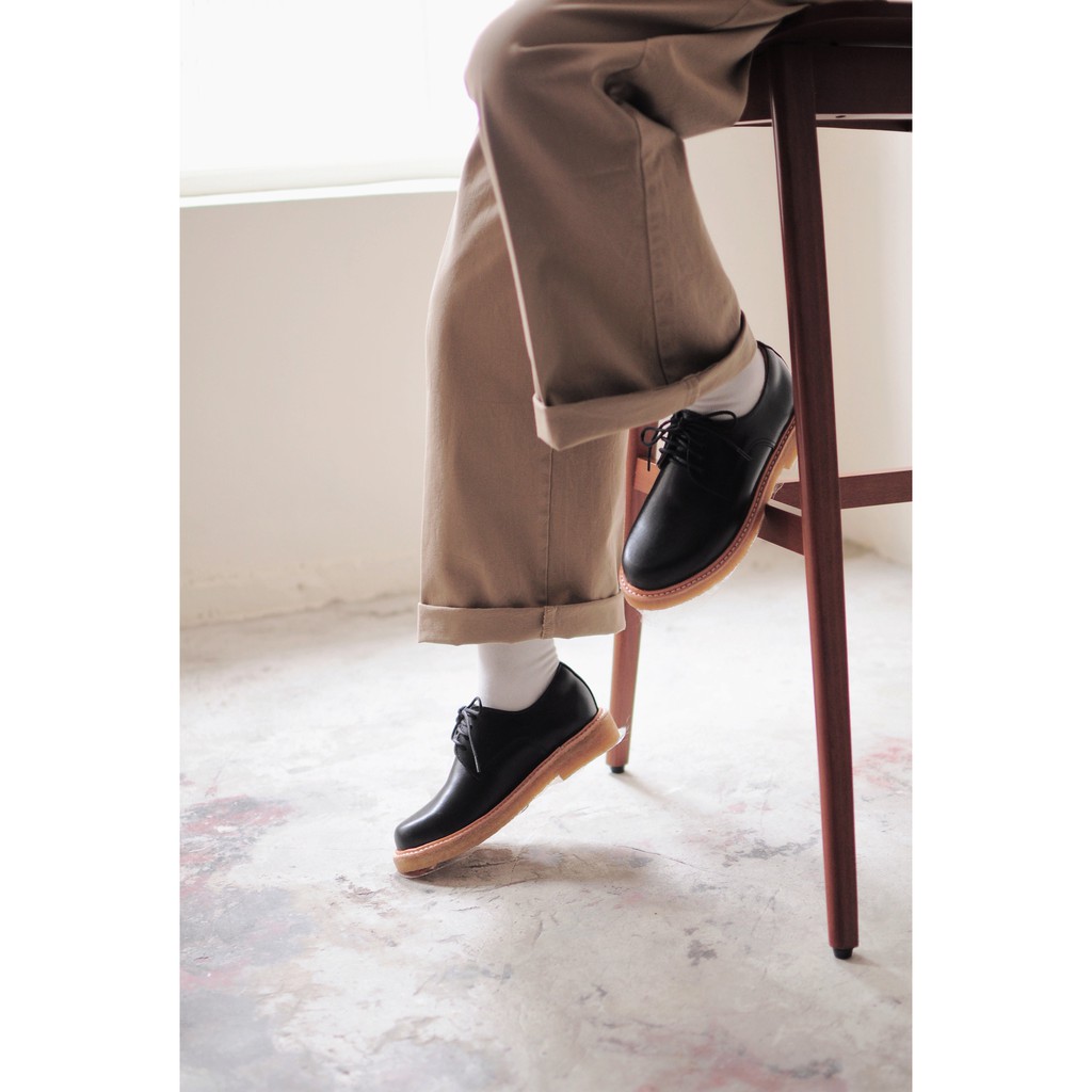 黑色 A6212 生膠底德比鞋 鞋跟底 (黑/米/紅咖啡 3色) | 蝦皮購物