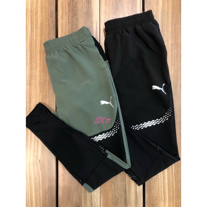 @SIX@PUMA 慢跑款 RUNNER ID 長風褲 運動長褲 墨綠 519384-02 黑銀 519384-01 | 蝦皮購物