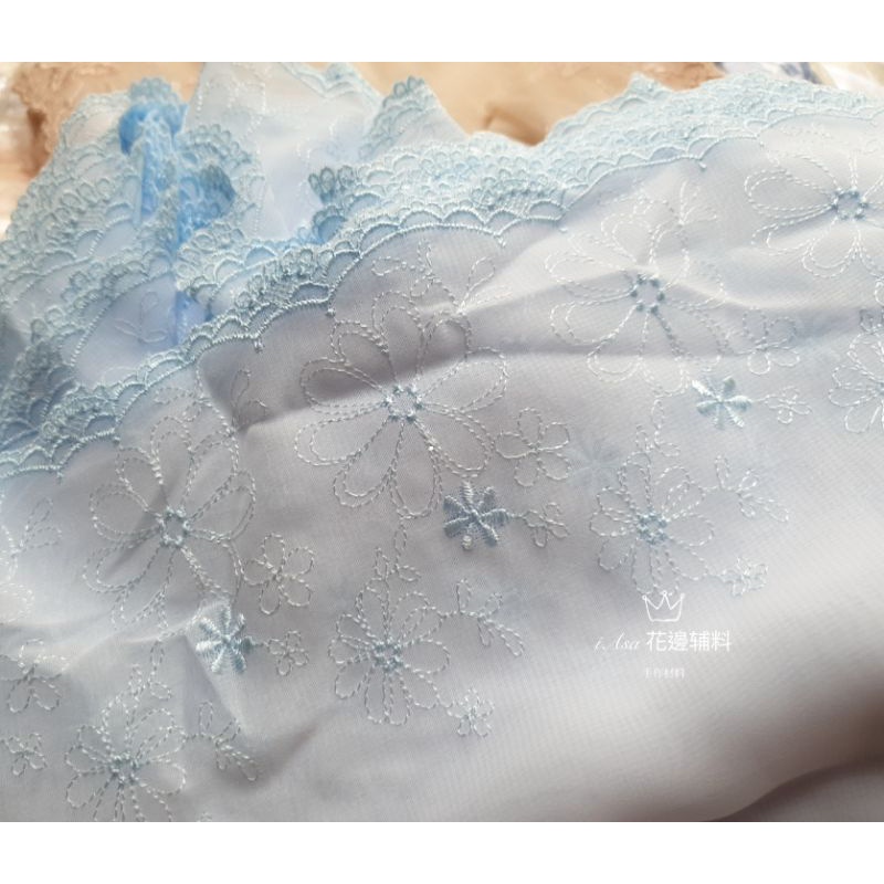 《iAsa愛莎の》手作材料 日單好品質藍綠色花朵雪紡刺繡花邊diy娃衣服裝蝴蝶結手工材料 | 蝦皮購物