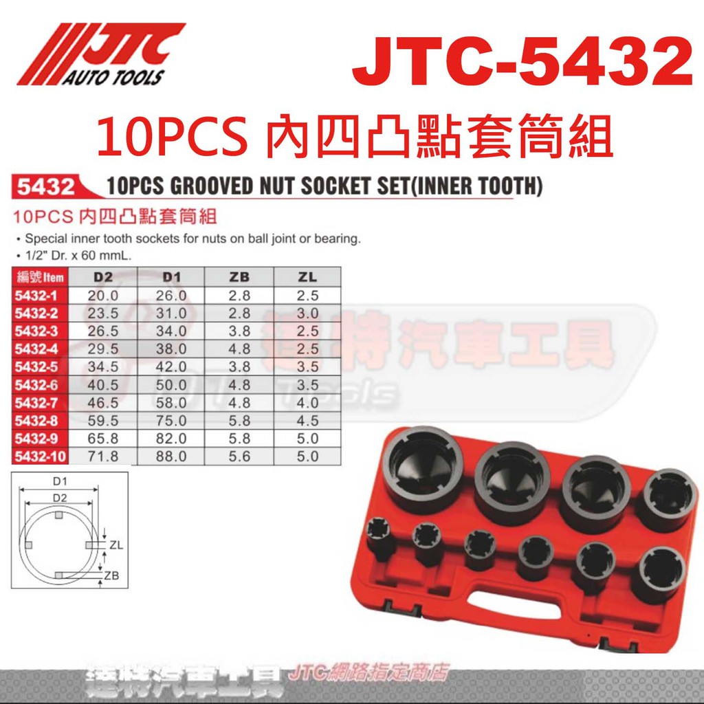 JTC-5432 10PCS 內四凸點套筒組☆達特汽車工具☆JTC 5432 | 蝦皮購物