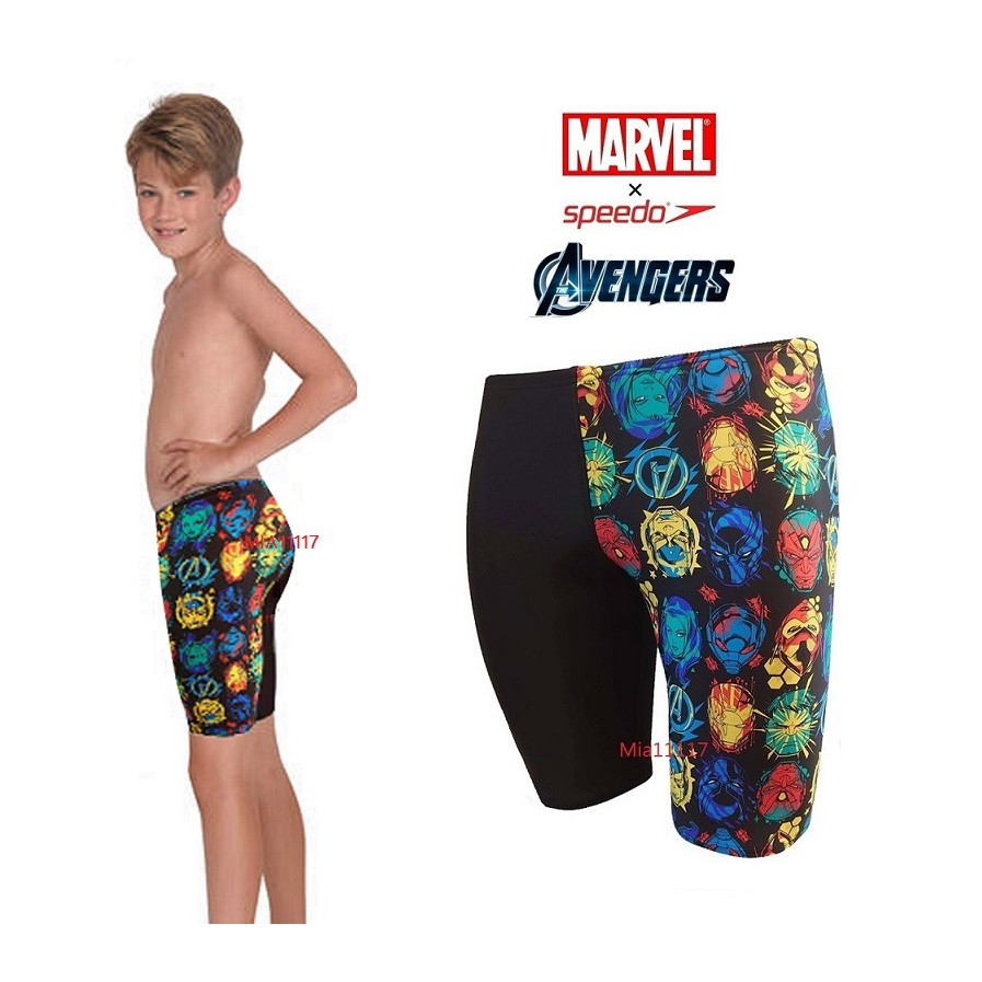 現貨30 speedo 男孩 中大童泳褲 marvel 漫威聯名 avengers 復仇者聯盟 泳具 及膝泳褲 四角 | 蝦皮購物