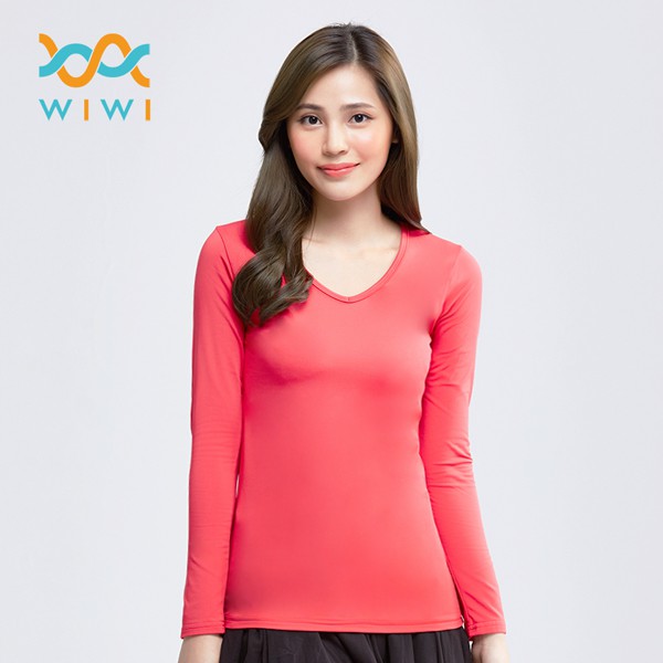 【WIWI】MIT溫灸刷毛V領發熱衣(朝陽紅 女S-2XL)0.82遠紅外線 迅速升溫 加倍刷毛 3效熱感 輕薄顯瘦 | 蝦皮購物