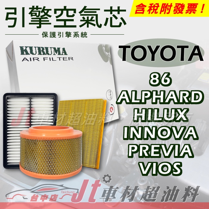 Jt車材 引擎濾網 空氣芯 豐田 86 ALPHARD 阿法 阿爾法 HILUX INNOVA PREVIA VIOS | 蝦皮購物