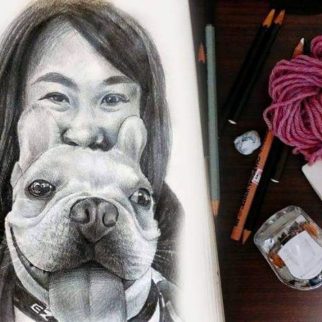 客製化人物/寵物素描畫像Sally Chao Artworks | 蝦皮購物