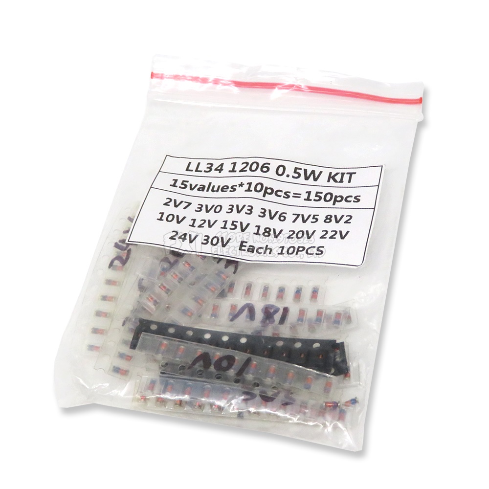 Ll34 SMD 齊納二極管配套套件 1/2W 3V-24V 和 LL4148 15 值 *10pcs=150pcs | 蝦皮購物
