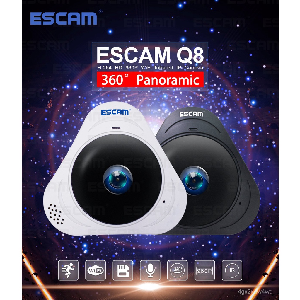 ESCAM Q8 960P 130萬像素高清 360度全景 監控攝像頭 網絡攝像機 | 蝦皮購物