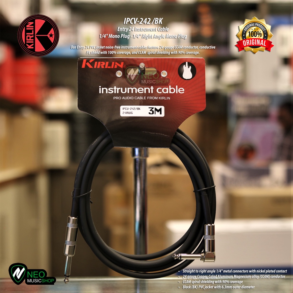 Kirlin IPCV242 BK 3Mtr 儀器電纜 1/4 單聲道插頭 | 蝦皮購物
