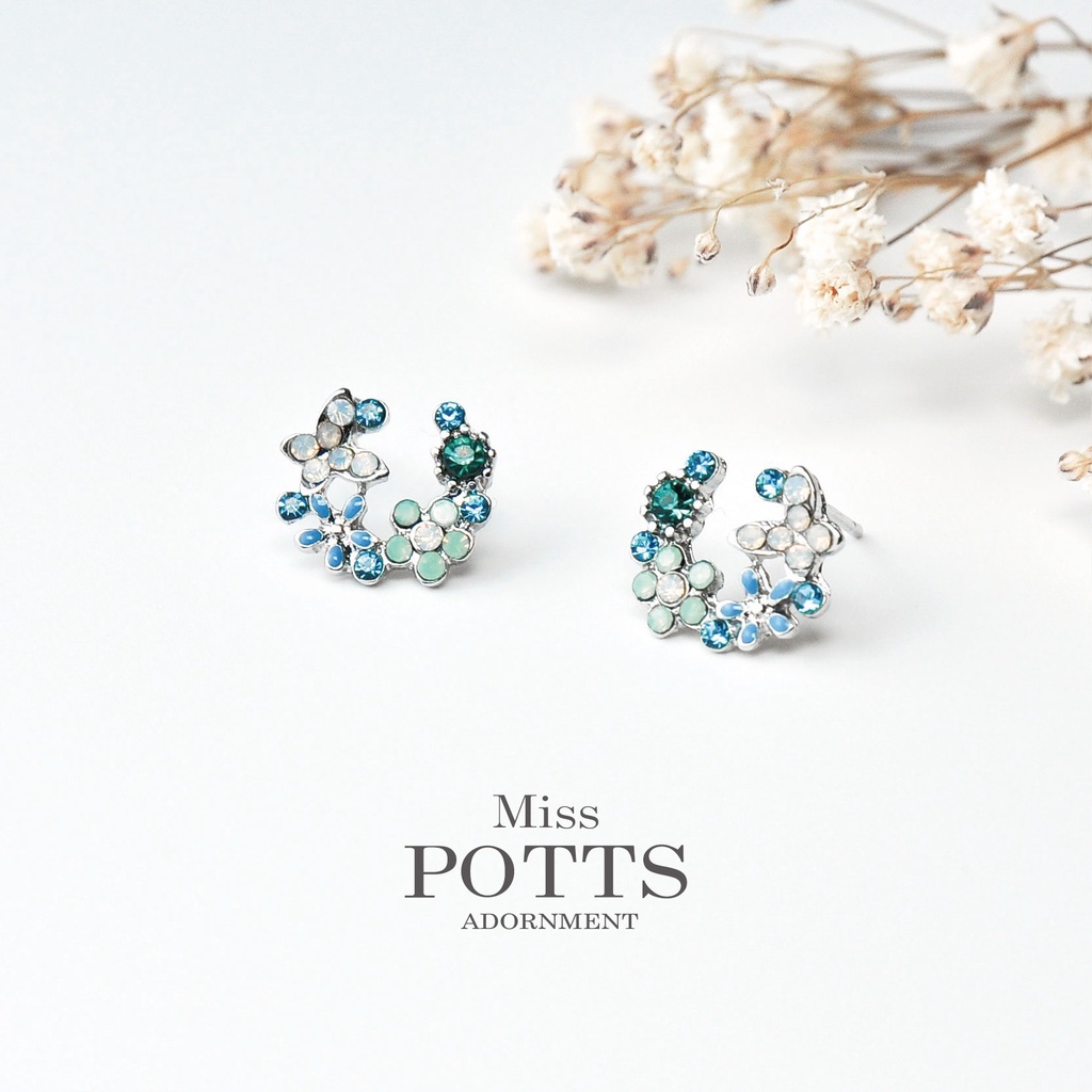 MissPotts 現貨｜Aurora 海洋花園耳釘 S925銀針耳環 銀針飾品 韓國飾品 鋯石 碎鑽 琺瑯 耳針 耳釘 | 蝦皮購物