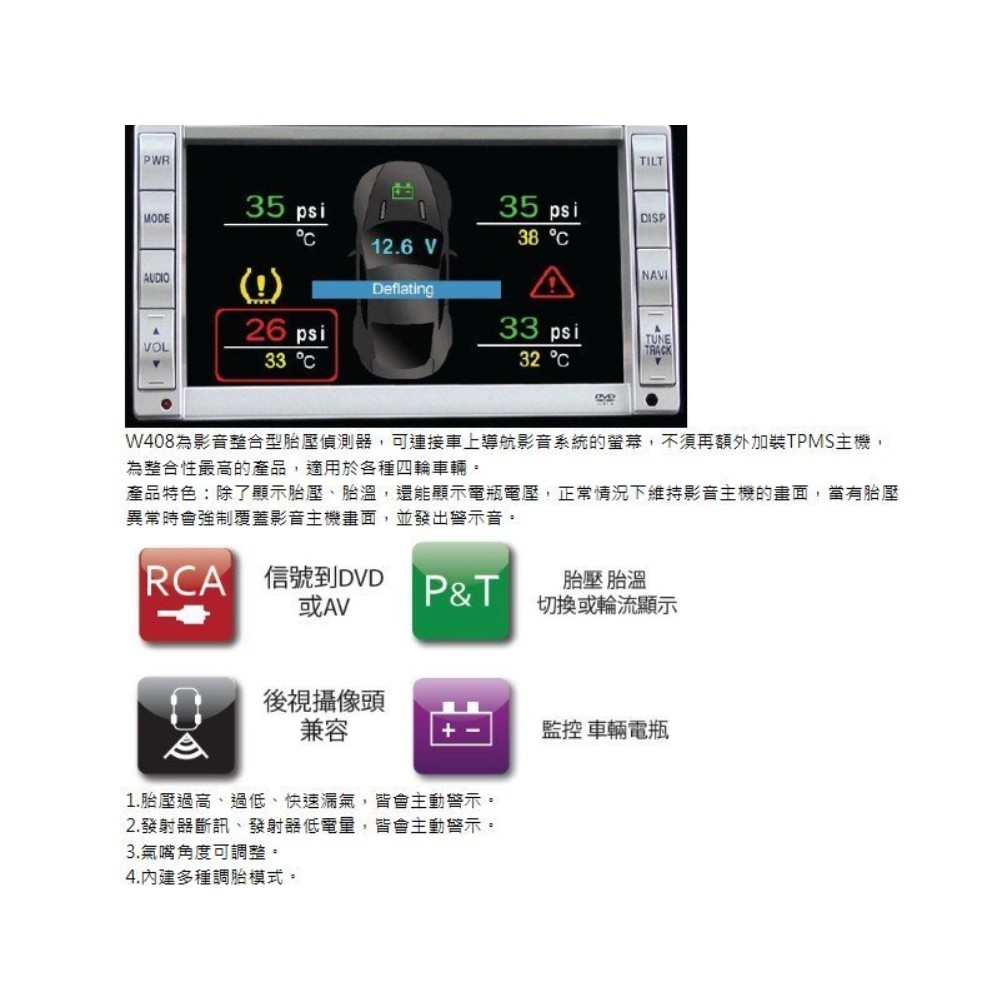 ORO TPMS W408 OERX 整合影音型 無線胎壓監測器(免運) | 蝦皮購物