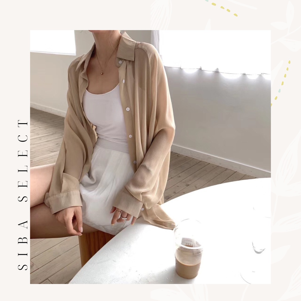 【SiBA Girl】JD-3001 現貨 熱銷百搭透膚長版襯衫 外罩衫 長袖 防曬上衣 女裝 6B | 蝦皮購物