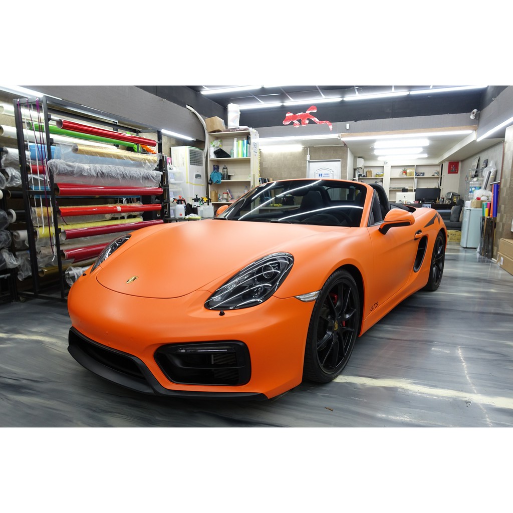 PORSCHE 981 BOXSTER GTS 全車消光橘色 Matte Orange wrap 全車改色貼膜 全車包膜 | 蝦皮購物