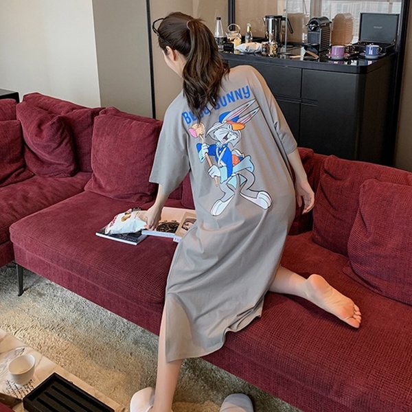 居家睡衣 睡裙 薄款 洋裝 T恤裙 大尺碼 4XL 短袖 睡衣裙 夏季 薄款 寬鬆睡裙 ins韓系睡衣 家居服 加大睡衣 | 蝦皮購物