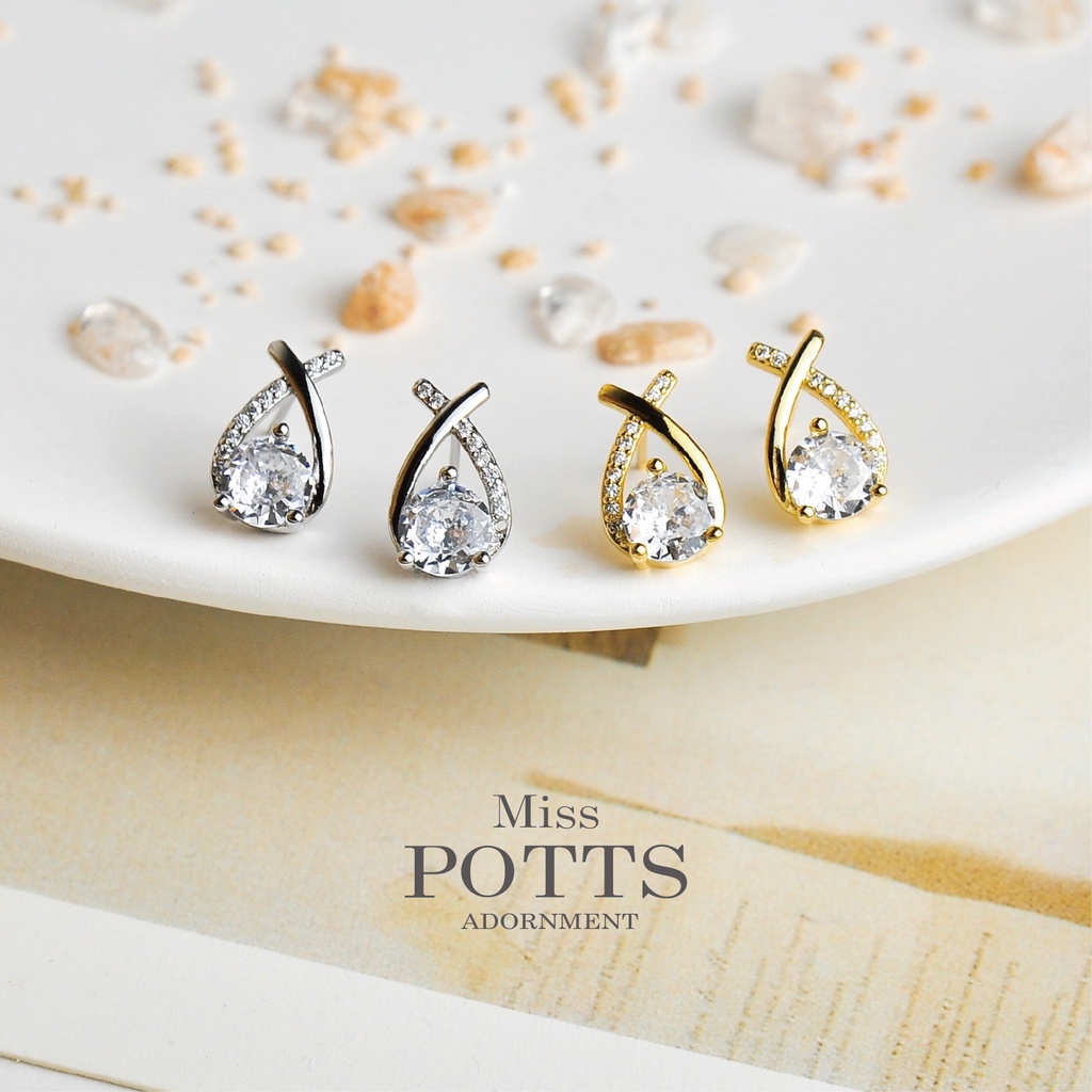 MissPotts. ｜Queena 交叉鋯石耳釘 S925銀針耳環 銀針飾品 韓國飾品 鋯石 魚尾 交叉 耳釘 耳針 | 蝦皮購物