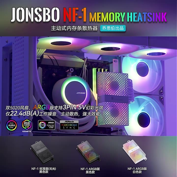 Jonsbo NF-1 NF-2 RAM NF-主動冷卻器雙 PWM 風扇 ARGB | 蝦皮購物