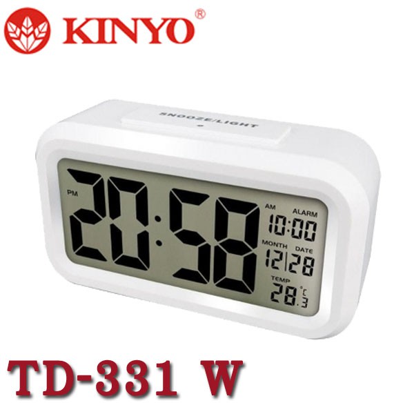 【3CTOWN】含稅開發票 KINYO金葉 TD-331 數字型 簡約光控聰明鬧鐘 2色:黑 白 | 蝦皮購物