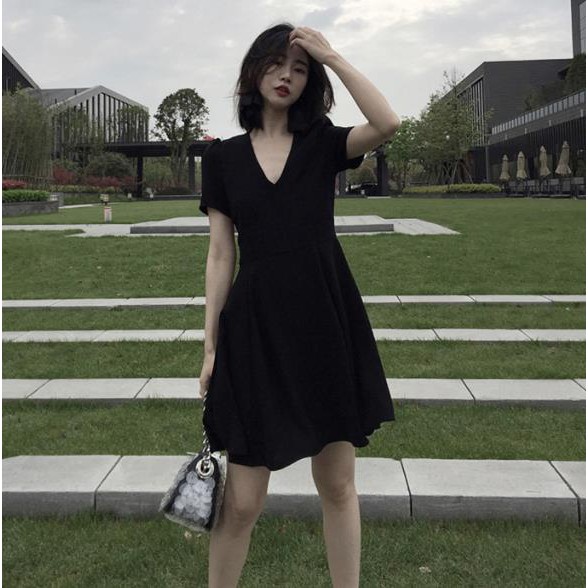 天天特价M-4XL現貨短袖洋裝 大尺碼洋裝 連身裙 胖mm夏裝新款遮肉V領a字裙子減齡顯瘦短袖連衣裙 正韓洋裝 女生衣著 | 蝦皮購物