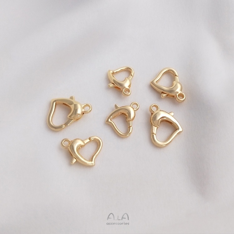 ALGD22-保色14K包金心形龍蝦扣手工diy彈簧扣配件手鏈項鏈收尾扣飾品材料 | 蝦皮購物