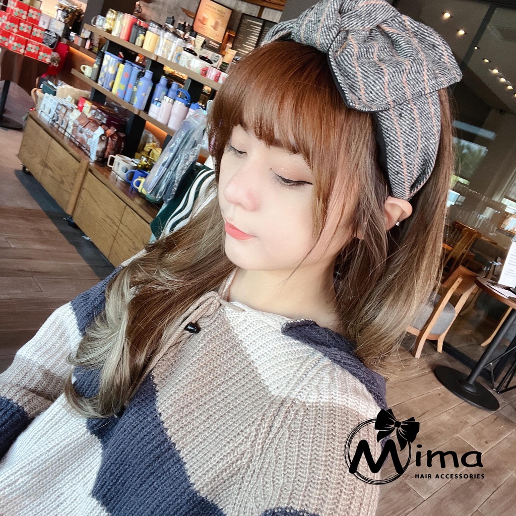 MIMIMAMA NIUNIU 妞妞 ciao lady 髮箍 設計款 自訂款 蝴蝶結 熊妮 直播 髮帶風 灰 條紋 咖 | 蝦皮購物