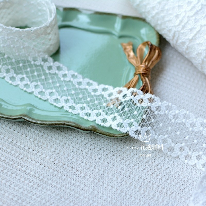 《iAsa愛莎の》手作材料 白色粉色雙邊網紗刺繡蕾絲花邊DIY娃衣裙邊布藝花束包裝裝飾輔料 | 蝦皮購物