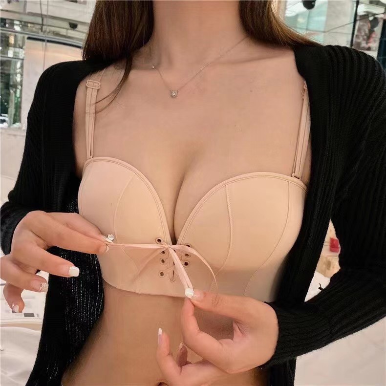 【vigny Core】〖套裝〗 現貨 特價 限時免運 奇蹟拉b性感交叉美背無鋼圈聚攏文胸隱形防滑光面無肩帶內衣套裝 | 蝦皮購物