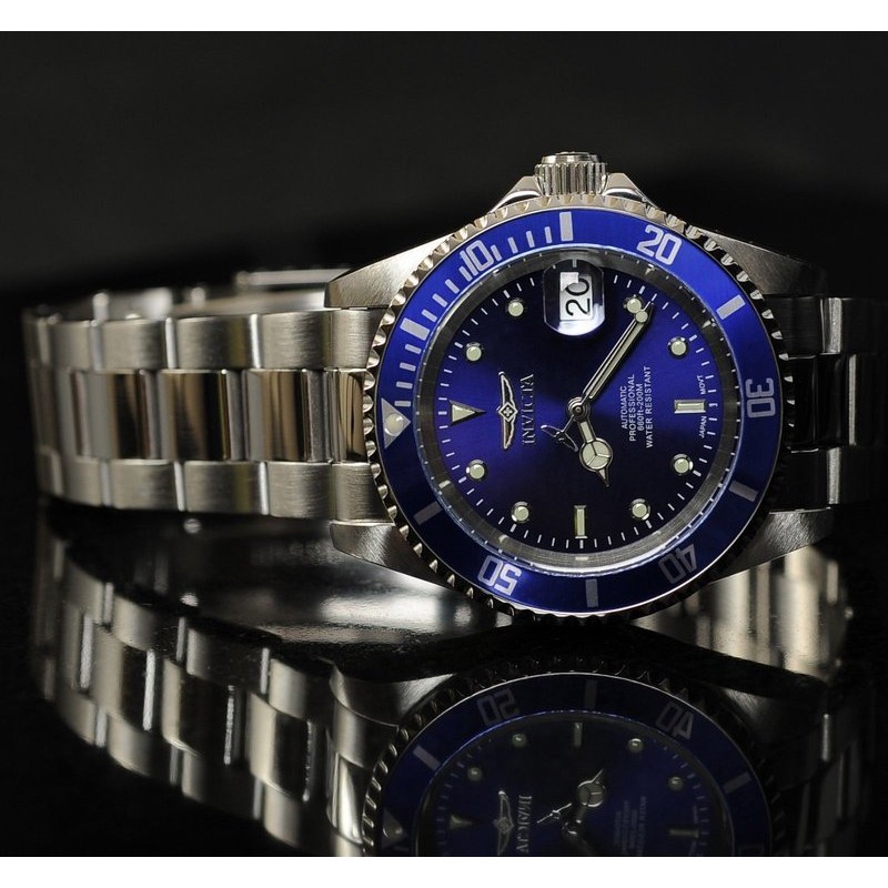 台灣一年保固英威塔Invicta 9094OB Pro Diver潛水機械錶日本NH35A機芯男士錶不鏽鋼錶帶藍色轉盤 | 蝦皮購物
