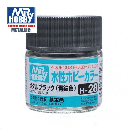 【模型屋】現貨 MR.HOBBY GUNZE 郡氏 GSI H-28 H28 水性漆 光澤 金屬黑色 模型漆 10ml | 蝦皮購物