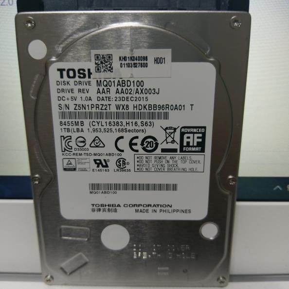 TOSHIBA 1TB HDD 使用不超過24小時 2.5吋內接硬碟 傳統硬碟 | 蝦皮購物