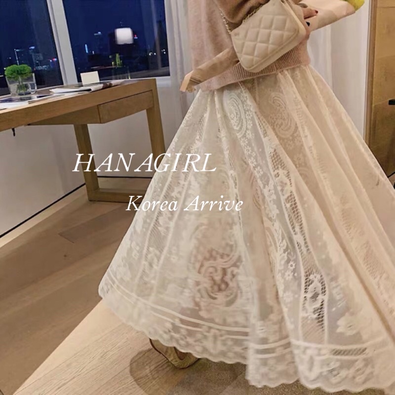 🎀Hanagirl 正韓 ️ 紗裙 長裙 仙女宮廷風 蕾絲裙 超大擺 中長裙 半身裙 A字裙 M054 | 蝦皮購物