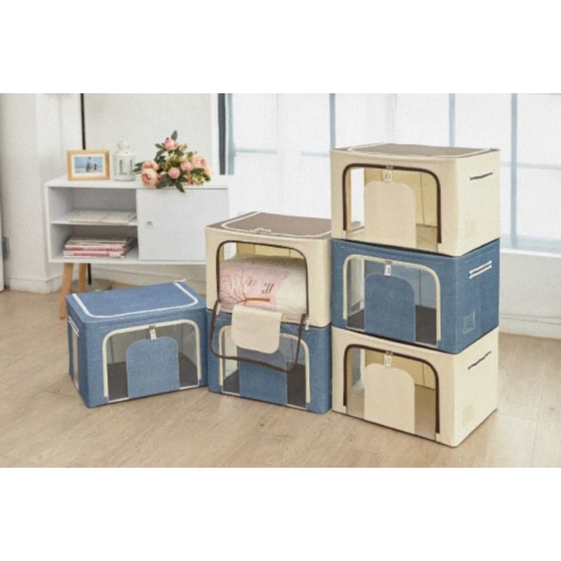 免運宅配 收到貨再付款 台製 ikloo 宜酷屋 海洋風牛津布鋼骨折疊 收納箱66L(3入) 收納盒 收納籃 收納櫃 | 蝦皮購物