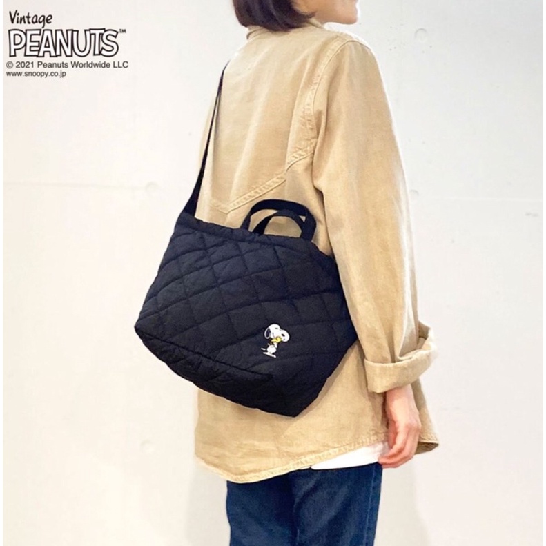 日本 ROOTOTE x SNOOPY格紋鋪棉2WAY托特包 史努比 | 蝦皮購物