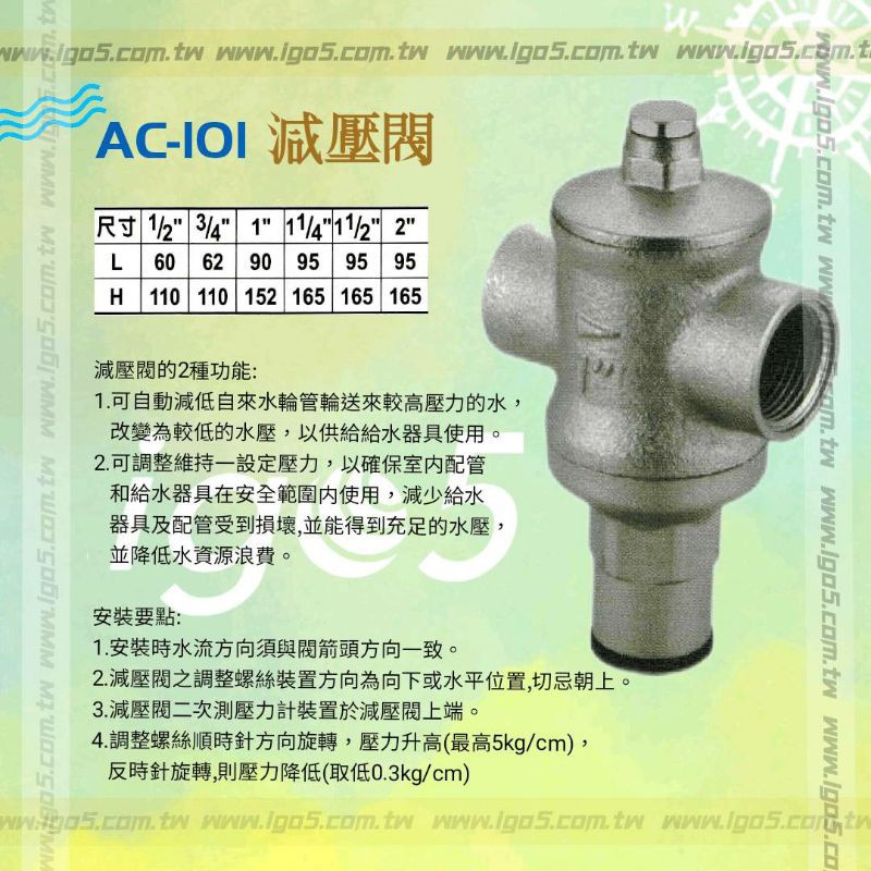 台製 ACHEN AC-101 減壓閥 牙口 鉋金銅可調式降壓閥 銅減壓閥熱水器減壓 淨水器減壓 降壓閥 | 蝦皮購物
