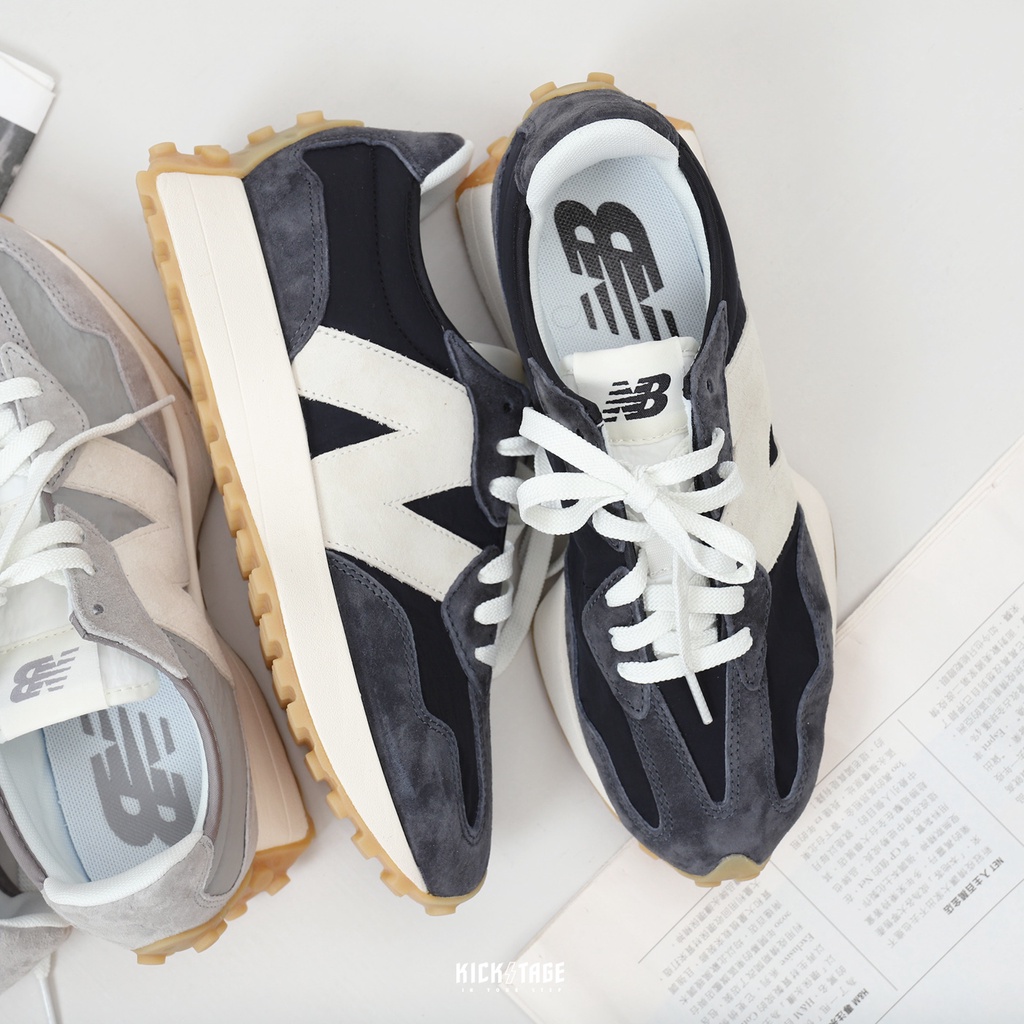 NEW BALANCE 327 米白大N 莫蘭迪 男女鞋 迷霧灰藍【MS327KA1】午夜藍黑【MS327KB1】 | 蝦皮購物
