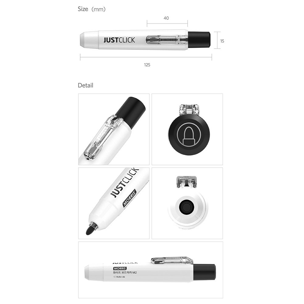 【MORRIS 官方旗艦店】 按壓式白板筆M2(2.0mm_紅/黑/藍)｜Just Click系列 速乾 喀擦筆 韓國製 | 蝦皮購物