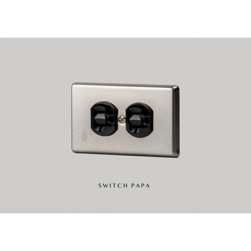 開關拔拔switchpapa工業風 北歐風 無印風 不鏽鋼圓形商務5.5接附地雙插座 | 蝦皮購物