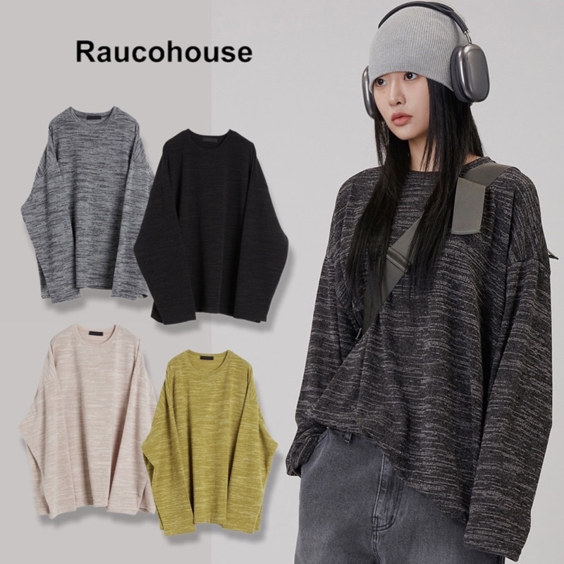 【JIN】現貨！ 韓國 Raucohouse 不規則線紋薄長袖 長袖 薄長袖 波紋 寬鬆版型 | 蝦皮購物