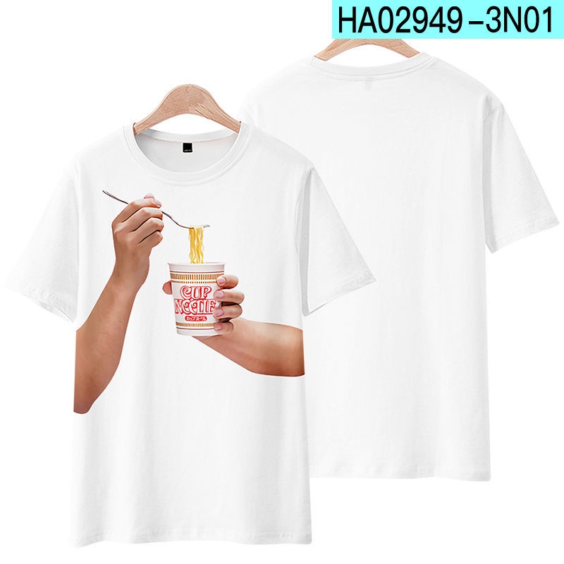 日清pao mian抖音網紅潮流搞怪個性特色短袖吃麵趣味t恤短袖泡麵圓領情侶短袖男女衣服 上衣T 男女款T | 蝦皮購物