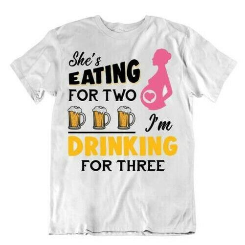 兩人份飲料的食物三個 T 恤懷孕最好的諷刺 | 蝦皮購物