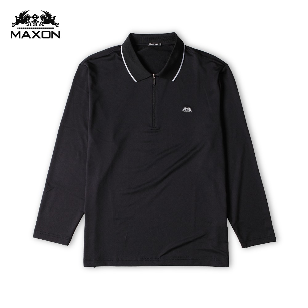 【MAXON】台灣製/大尺碼黑色拉鍊排汗速乾長袖POLO衫XL-5L 加大尺碼 特價 免運83789-88 | 蝦皮購物