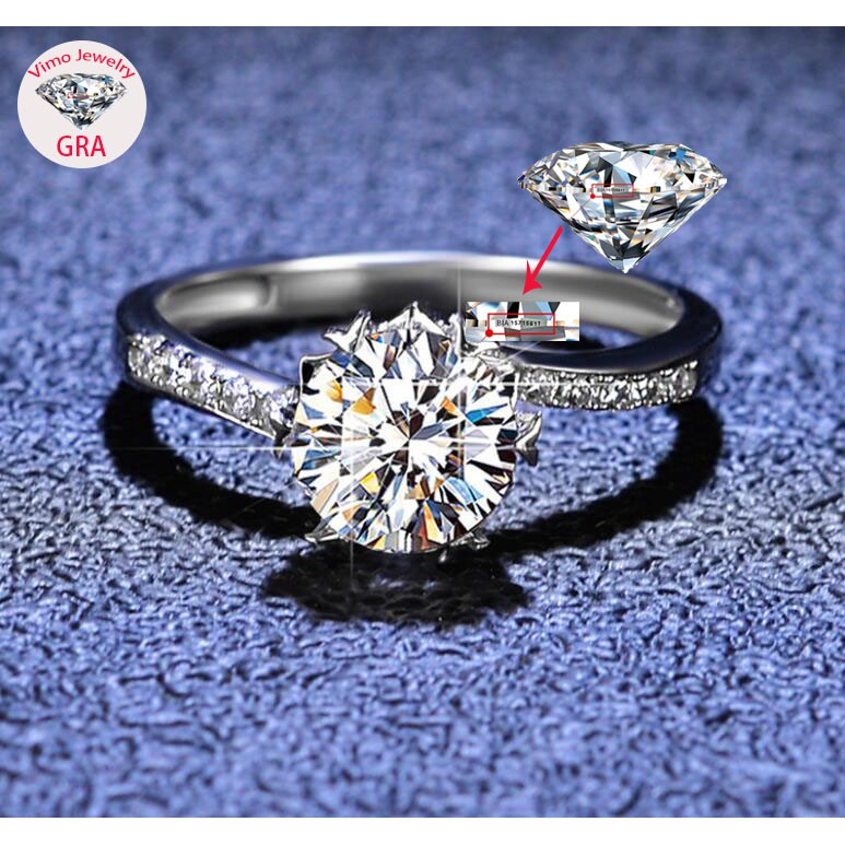 【帶GRA證書】莫桑石100% S925純銀1克拉女士戒指扭臂雪花戒指開口可調節適合送禮宴會 | 蝦皮購物