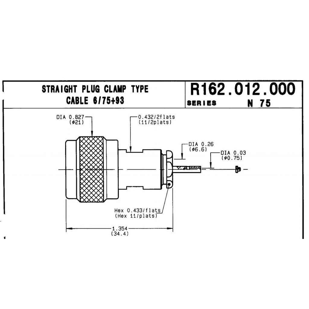 【RADIALL】N PLUG CLAMP TYPE CABLE 6/75+93 R162012000W | 蝦皮購物