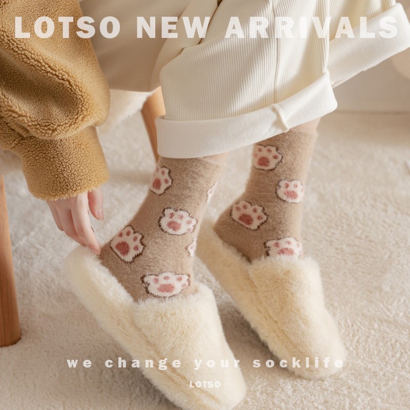 LOTSO SOCKS 日系保暖動物造型毛襪 可愛軟妹風中筒襪 兔絨 襪子 穿搭 #00G096 | 蝦皮購物