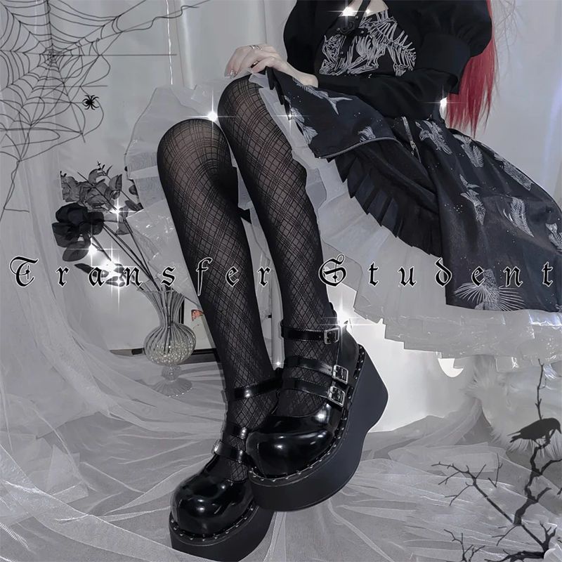 熱賣！F&X 印花絲襪日系Lolita格紋連褲襪jk黑色絲襪女顯瘦千禧辣妹ins潮暗黑cos原宿y2k個性小眾 | 蝦皮購物